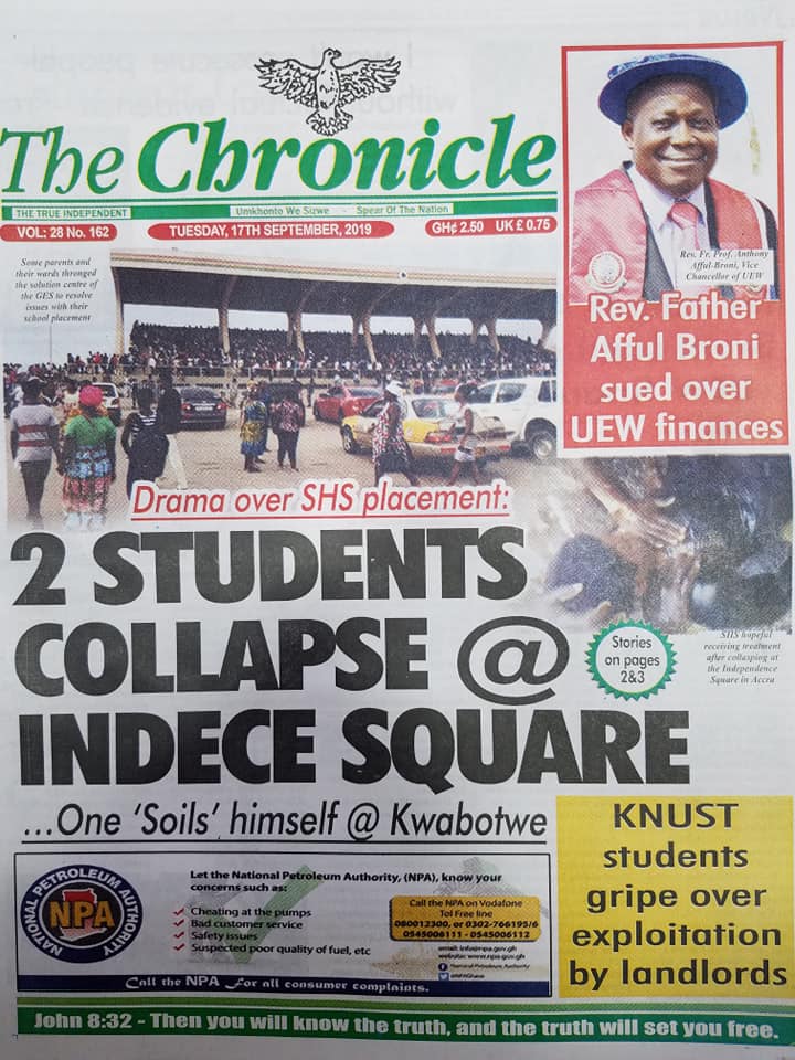 Newspaper Headlines: Tuesday, September 17, 2019 - Adomonline.com