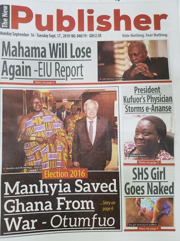 Newspaper Headlines: Monday, September 16, 2019 - Adomonline.com