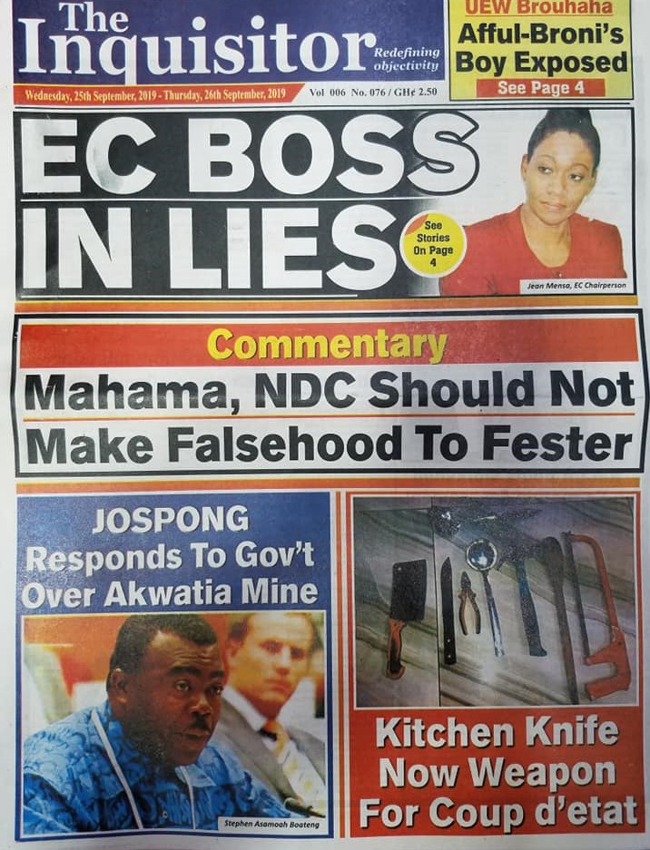Newspaper Headlines: Wednesday, September 25, 2019 - Adomonline.com
