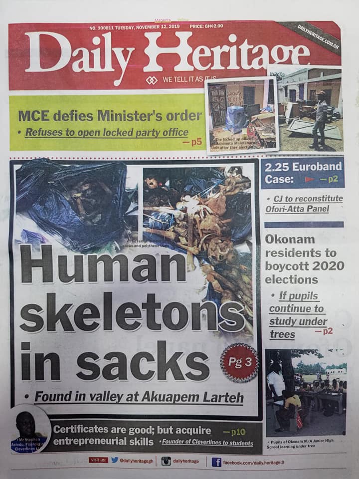 Newspaper Headlines: Tuesday, November 12, 2019 - Adomonline.com