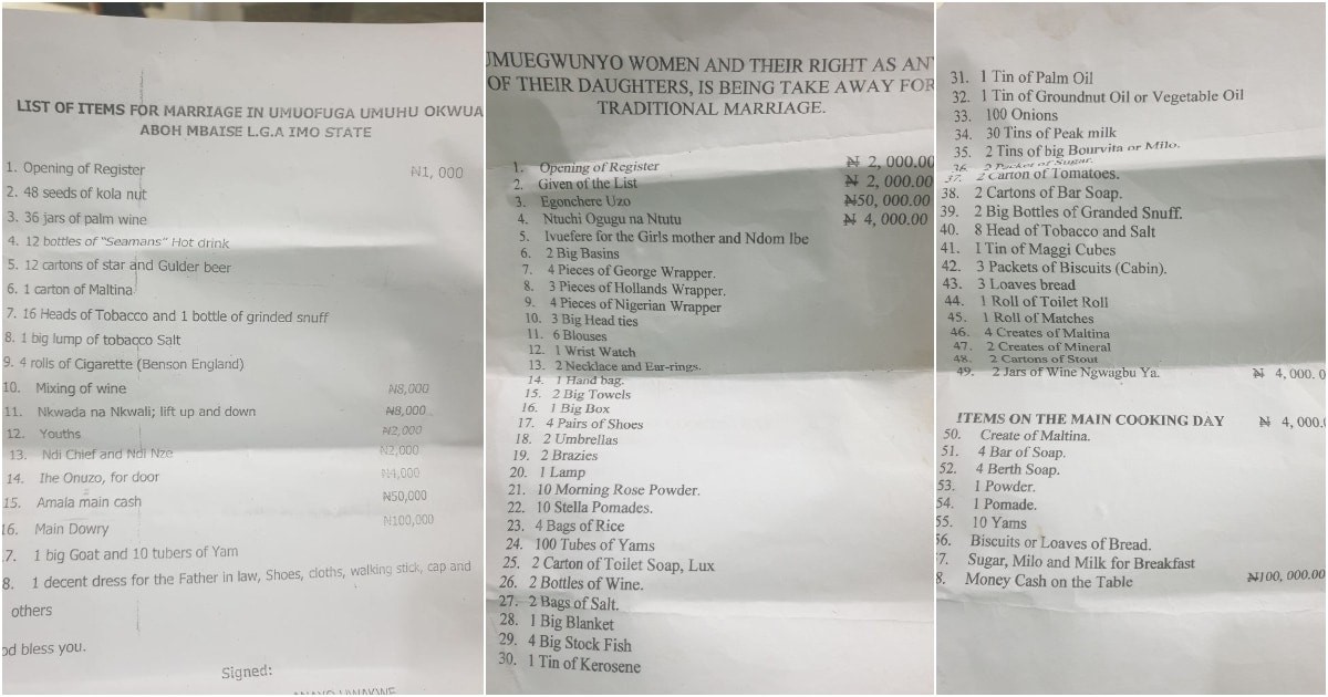 Outrageous traditional marriage list causes commotion - Adomonline.com