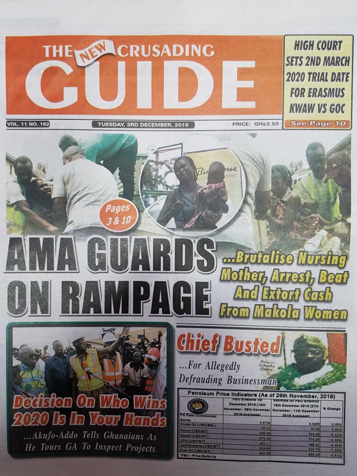Newspaper Headlines: Tuesday, December 3, 2019 - Adomonline.com