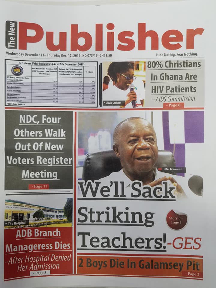 Newspaper Headlines: Wednesday, December 11, 2019 - Adomonline.com