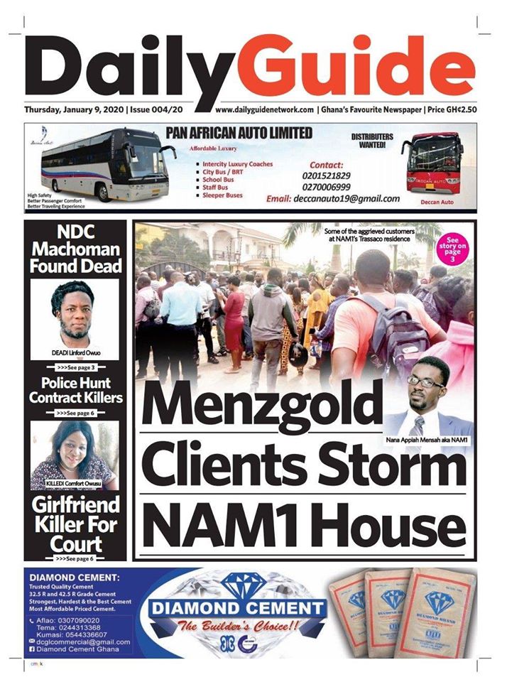Newspaper Headlines: Thursday, January 9, 2020 - Adomonline.com