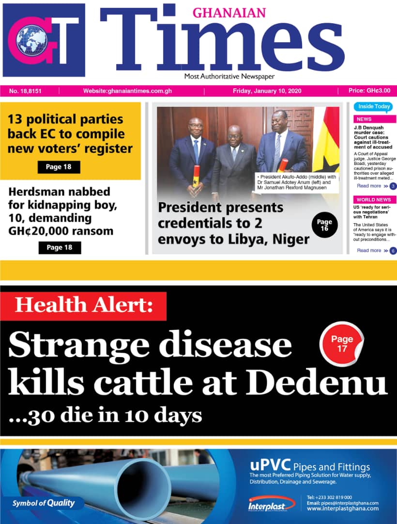 Newspaper Headlines: Friday, January 10, 2020 - Adomonline.com