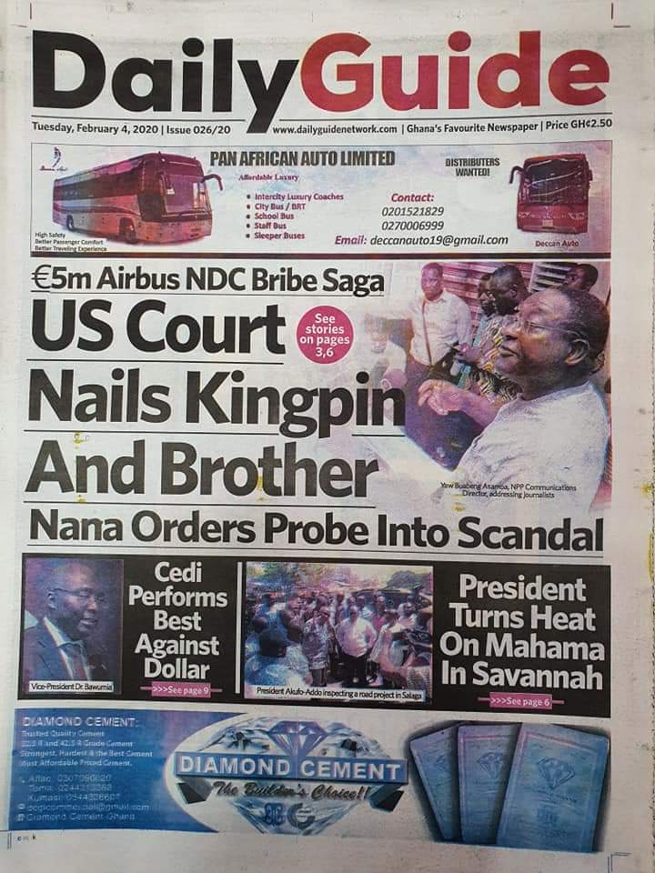 Newspaper Headlines: Tuesday February 4, 2020 - Adomonline.com