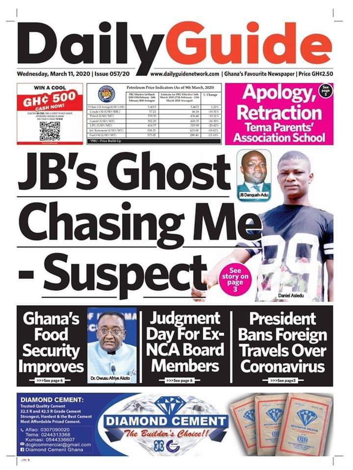Newspaper Headlines: Wednesday, March 11, 2020 - Adomonline.com