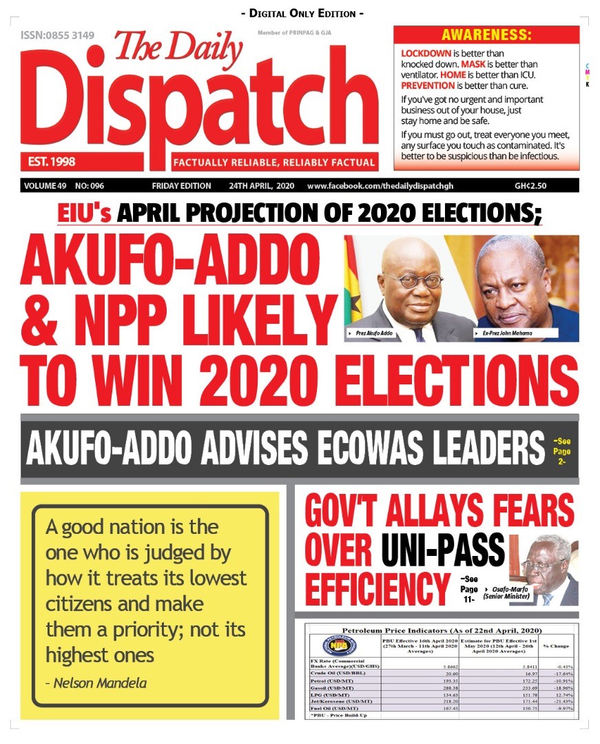 Newspaper Headlines: Friday, April 24, 2020 - Adomonline.com