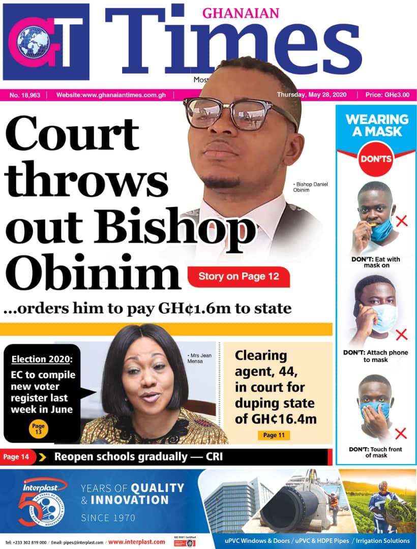 Newspaper Headlines: Thursday, May 28, 2020 - Adomonline.com