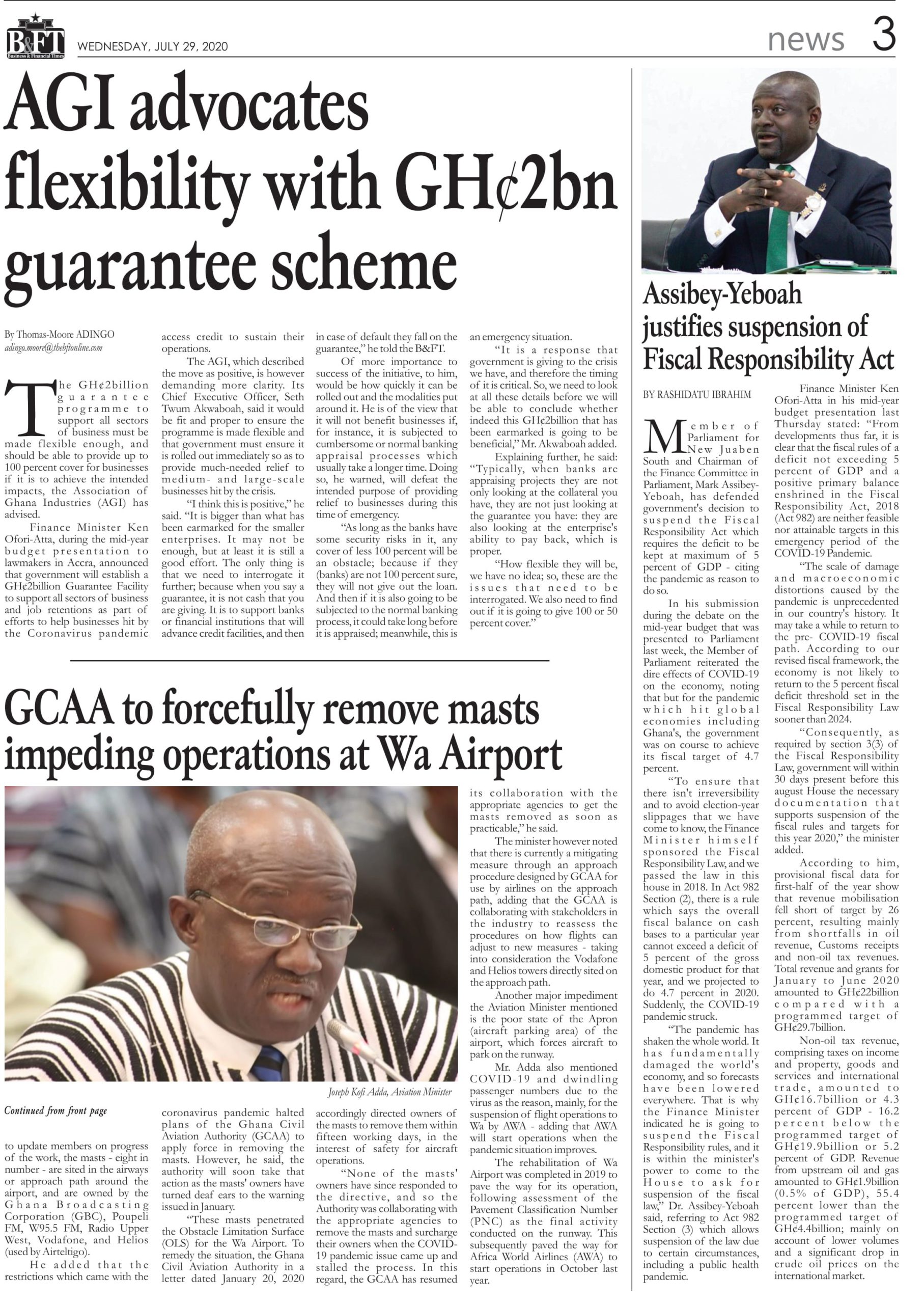 Newspaper Headlines: Wednesday, July 29, 2020 - Adomonline.com