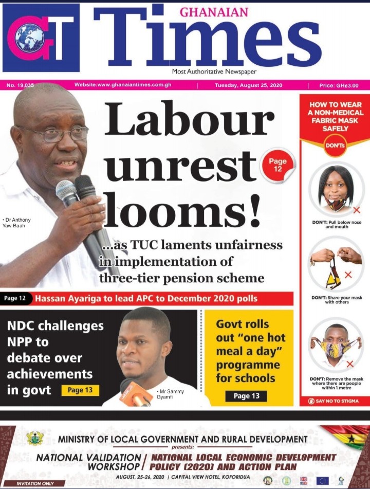 Newspaper Headlines: Tuesday, August 25, 2020 - Adomonline.com