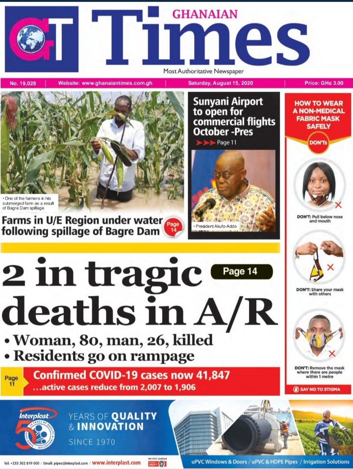 The Weekend's Newspaper Headlines - Adomonline.com