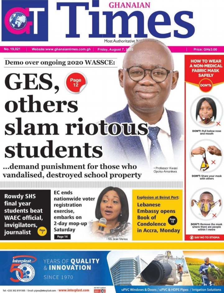 Newspaper Headlines: Friday, August 7, 2020 - Adomonline.com