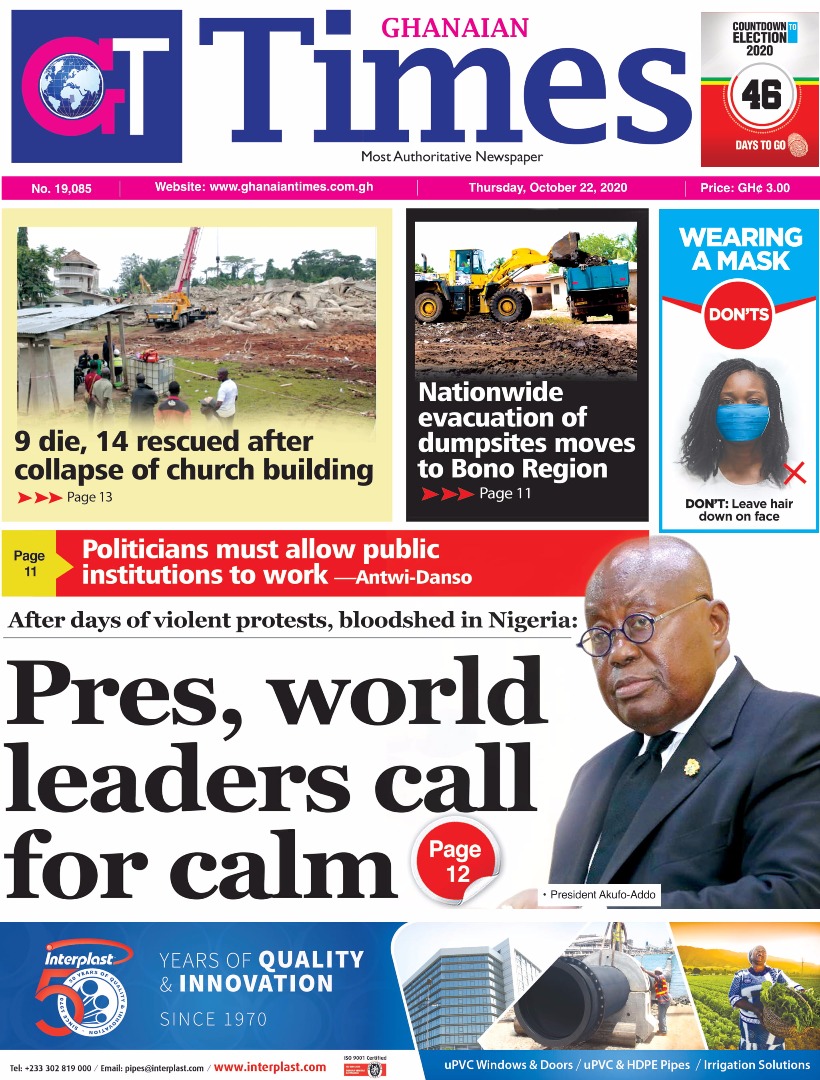 Newspaper Headlines: Thursday, October 22, 2020 - Adomonline.com