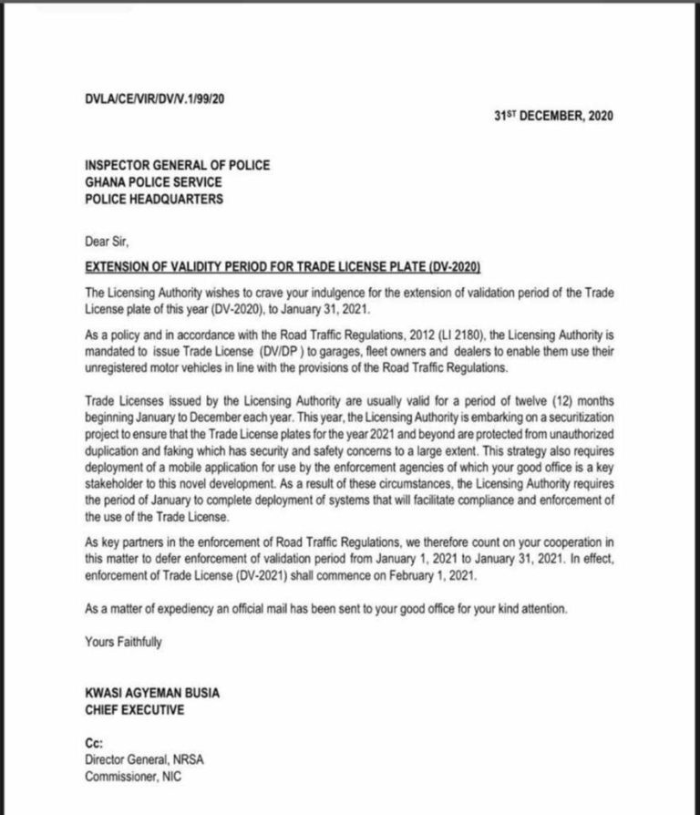 DVLA extends validity of 2020 Trade License plate - Adomonline.com