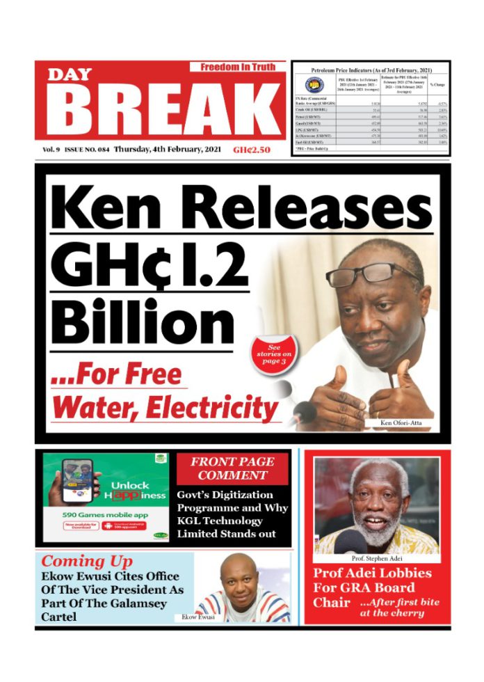 Newspaper Headlines: Thursday, February 4, 2021 - Adomonline.com
