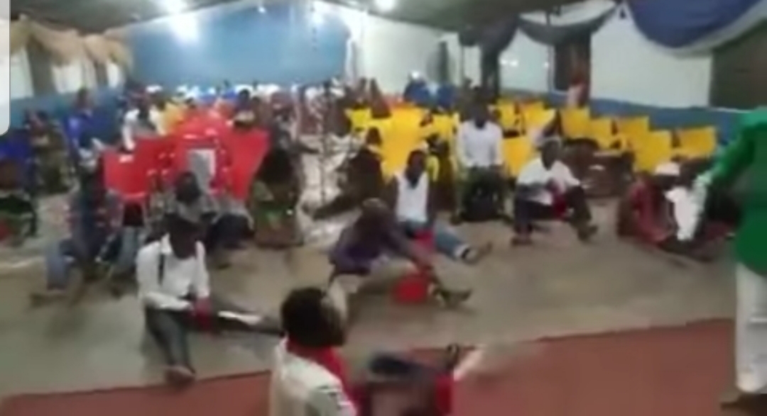 Drama as church members fight devil with cutlass [Watch] - Adomonline.com