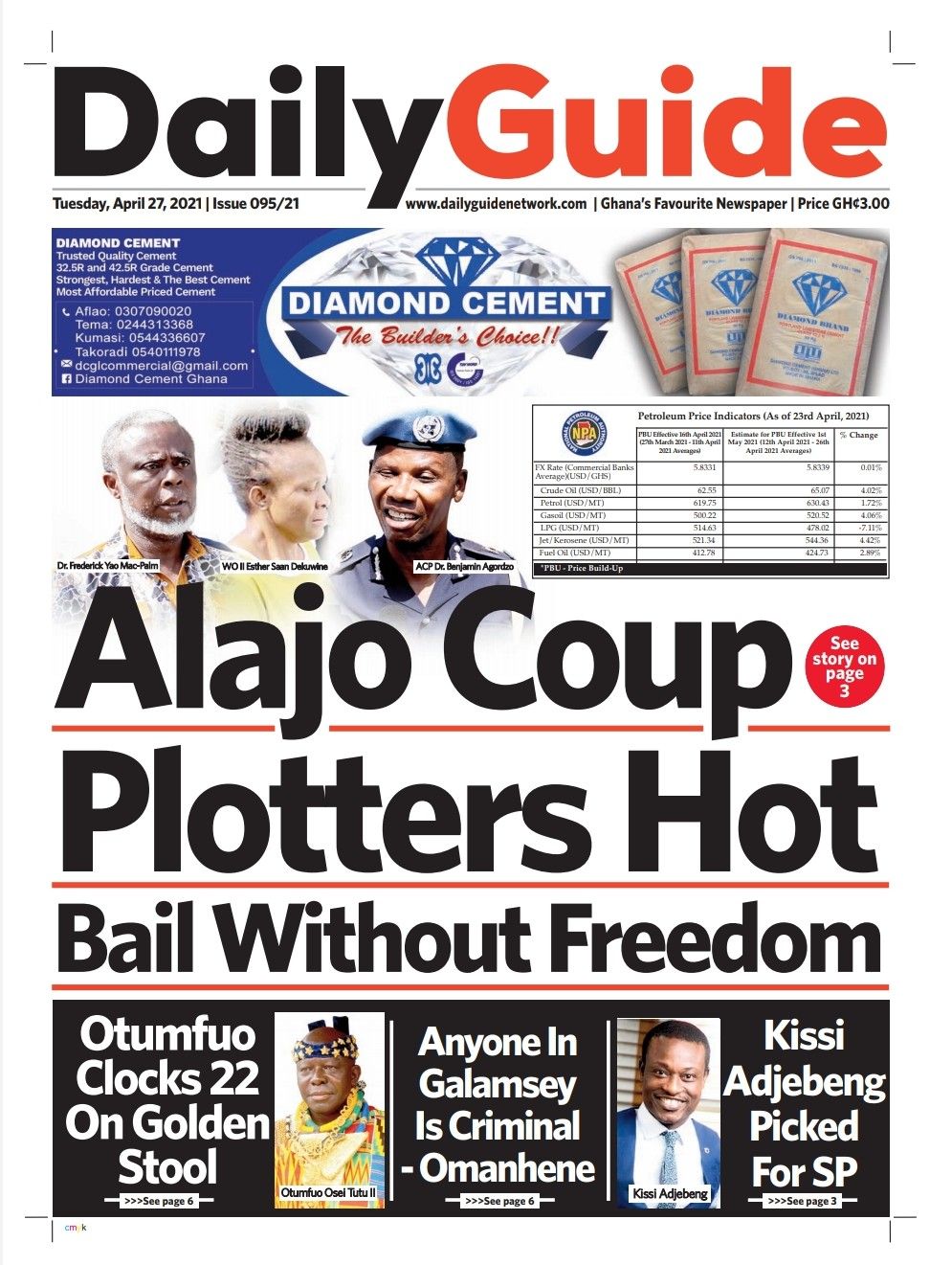 Newspaper Headlines: Tuesday, April 27, 2021 - Adomonline.com