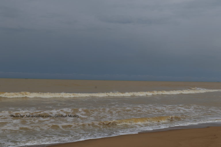 Galamsey: Where River Pra meets the sea at Shama; sea colour now brown ...