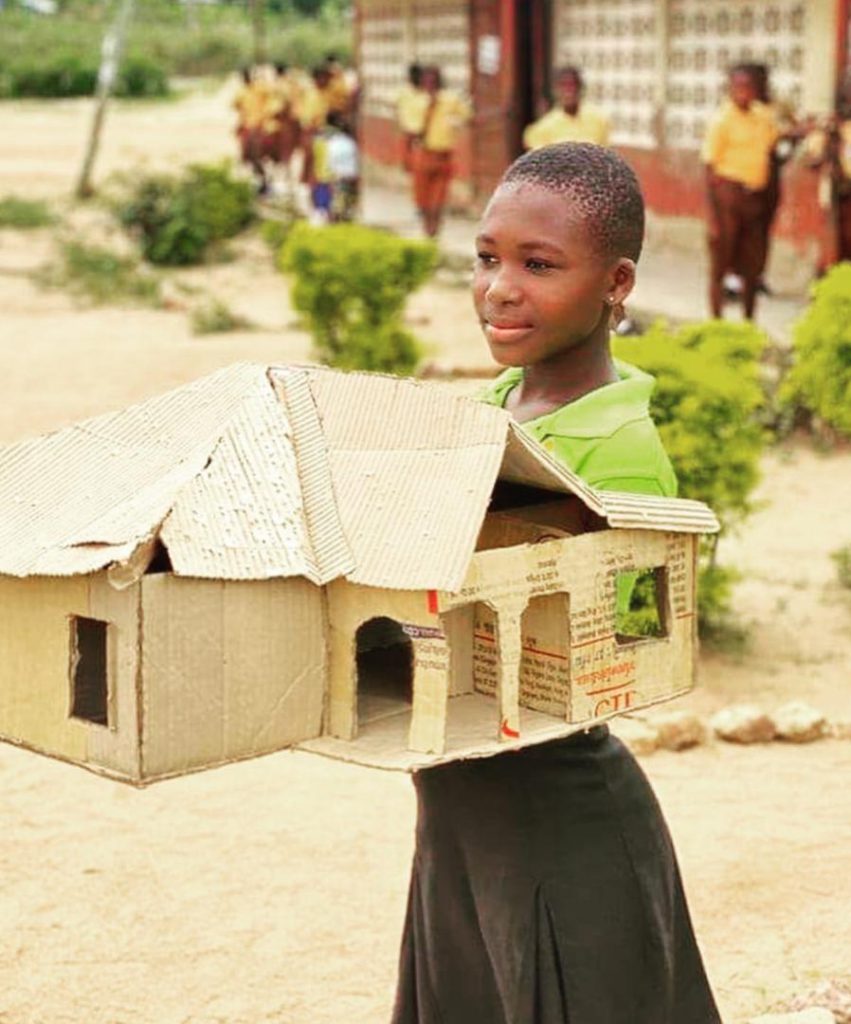 Primary 6 girl creates model house with cardboard - Adomonline.com