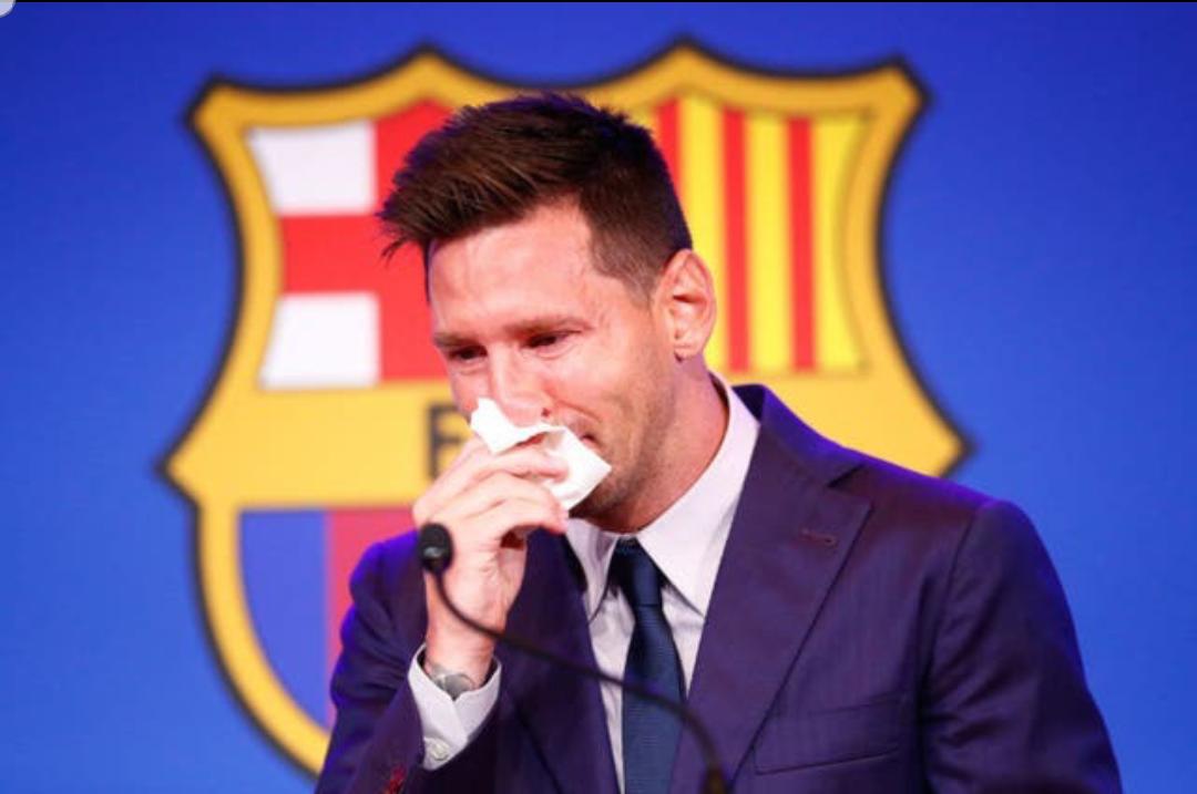 Saddest photo on the internet - Reactions as Lionel Messi tearfully ...