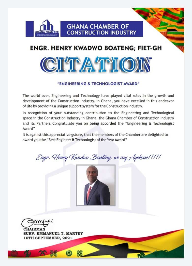 Henry Kwadwo Boateng wins Engineer and Technologist of the Year award ...