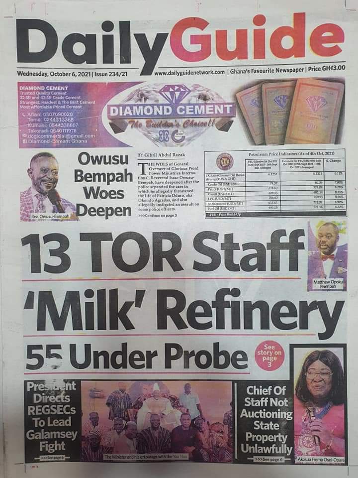 Newspaper Headlines: Wednesday, October 6, 2021 - Adomonline.com