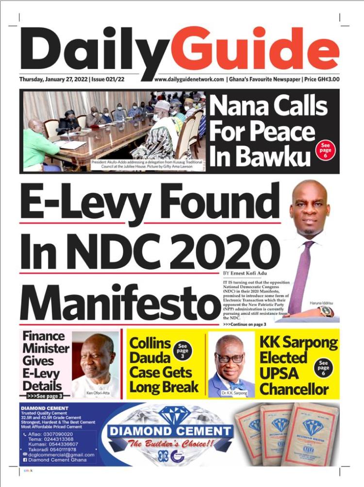Newspaper Headlines: Thursday, January 27, 2022 - Adomonline.com