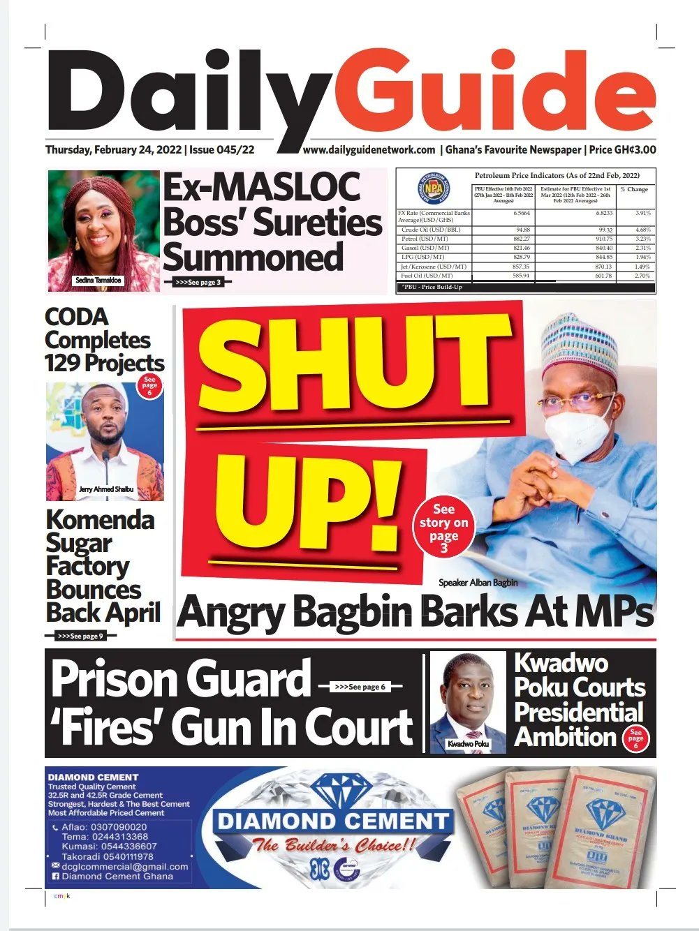 Newspaper Headlines: Thursday, February 24, 2022 - Adomonline.com