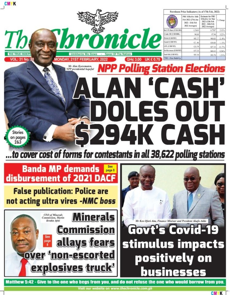 Newspaper Headlines: Monday, February 21, 2022 - Adomonline.com