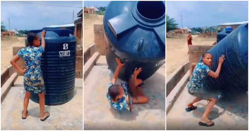 Lady causes stir after tank falls on her while doing #DropItChallenge ...