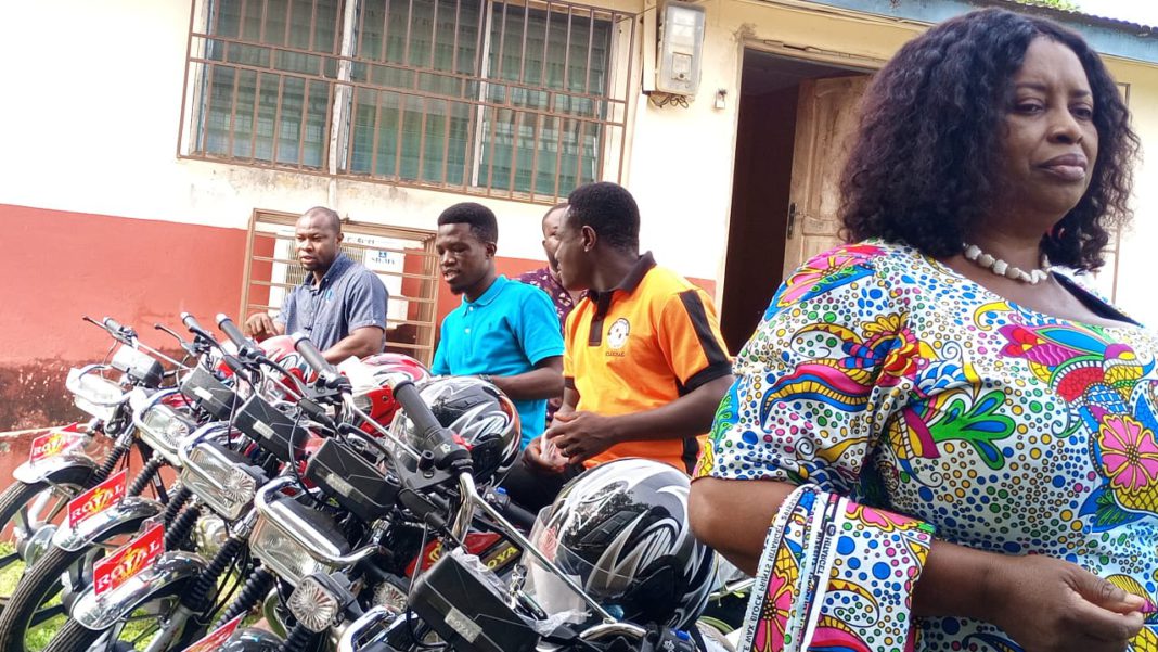 Biakoye DCE presents motorbikes, laptops to enhance operations