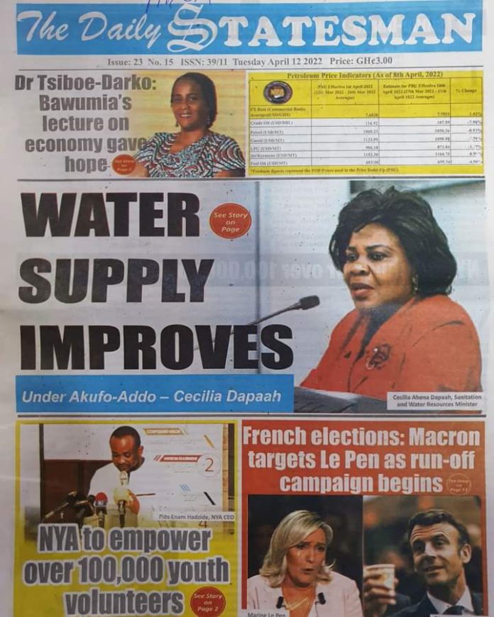 Newspaper Headlines: Tuesday, April 12, 2022 - Adomonline.com