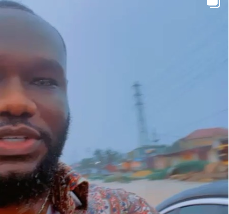 Prince David Osei shares videos after his car got stuck in flood at ...
