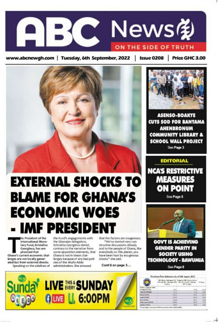 Newspaper Headlines: Tuesday, September 6, 2022 - Adomonline.com