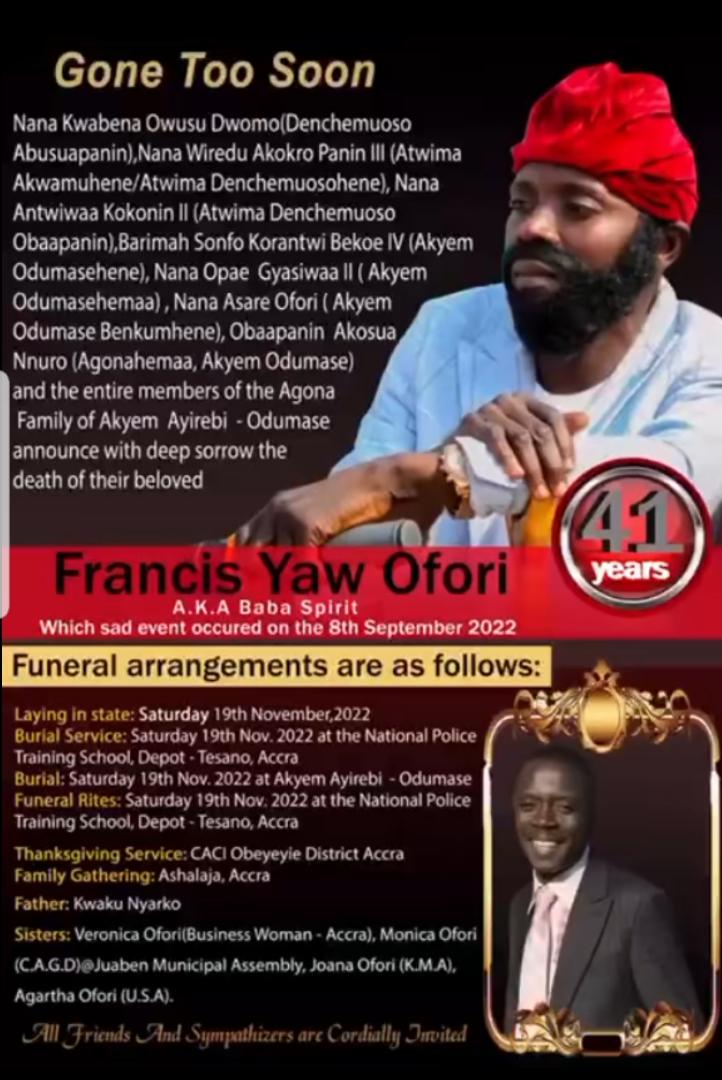 Baba Spirit's real face revealed as family releases burial poster ...