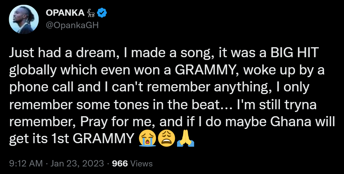 Opanka narrates how he won Grammy for Ghana only to realise it's a ...
