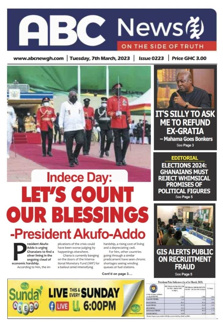 Newspaper Headlines: Tuesday, March 7, 2023 - Adomonline.com