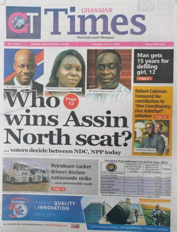 Newspaper Headlines: Tuesday, June 27, 2023 - Adomonline.com