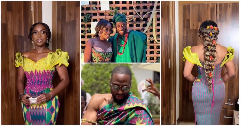 Ghanaian bride and groom take the internet by storm with their lavish wedding and custom-made ...