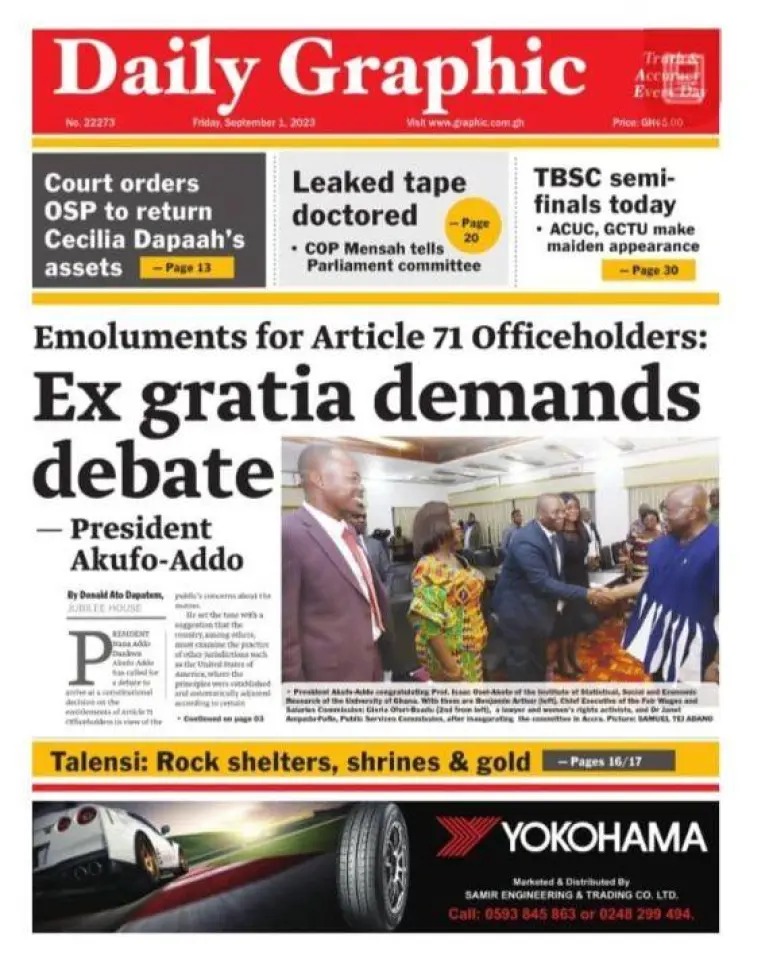 Newspaper headlines: Friday 1st September 2023