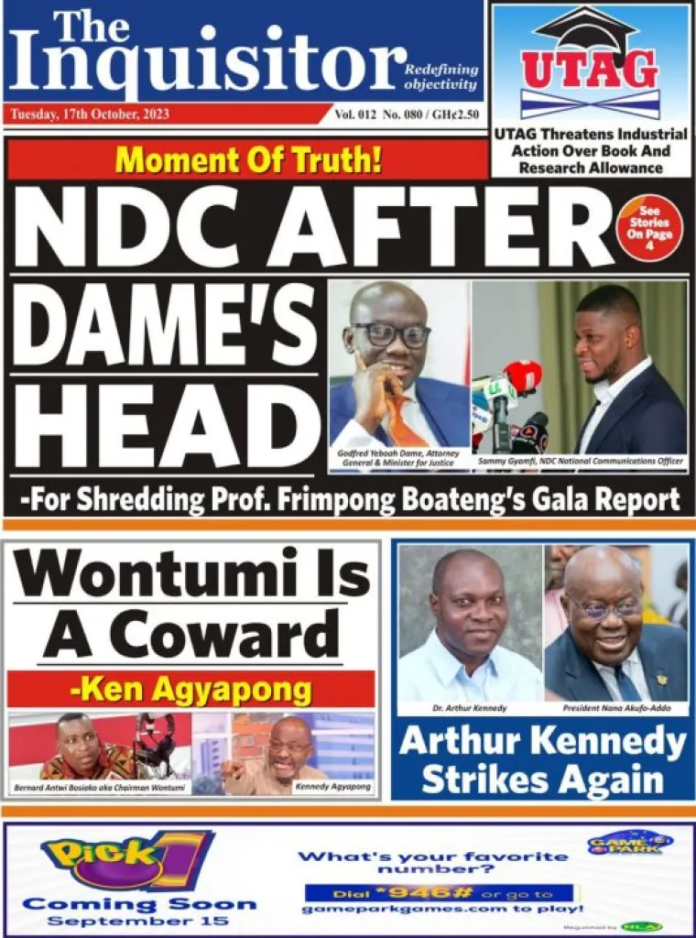 Newspaper headlines: Tuesday 17th October 2023 - Adomonline.com