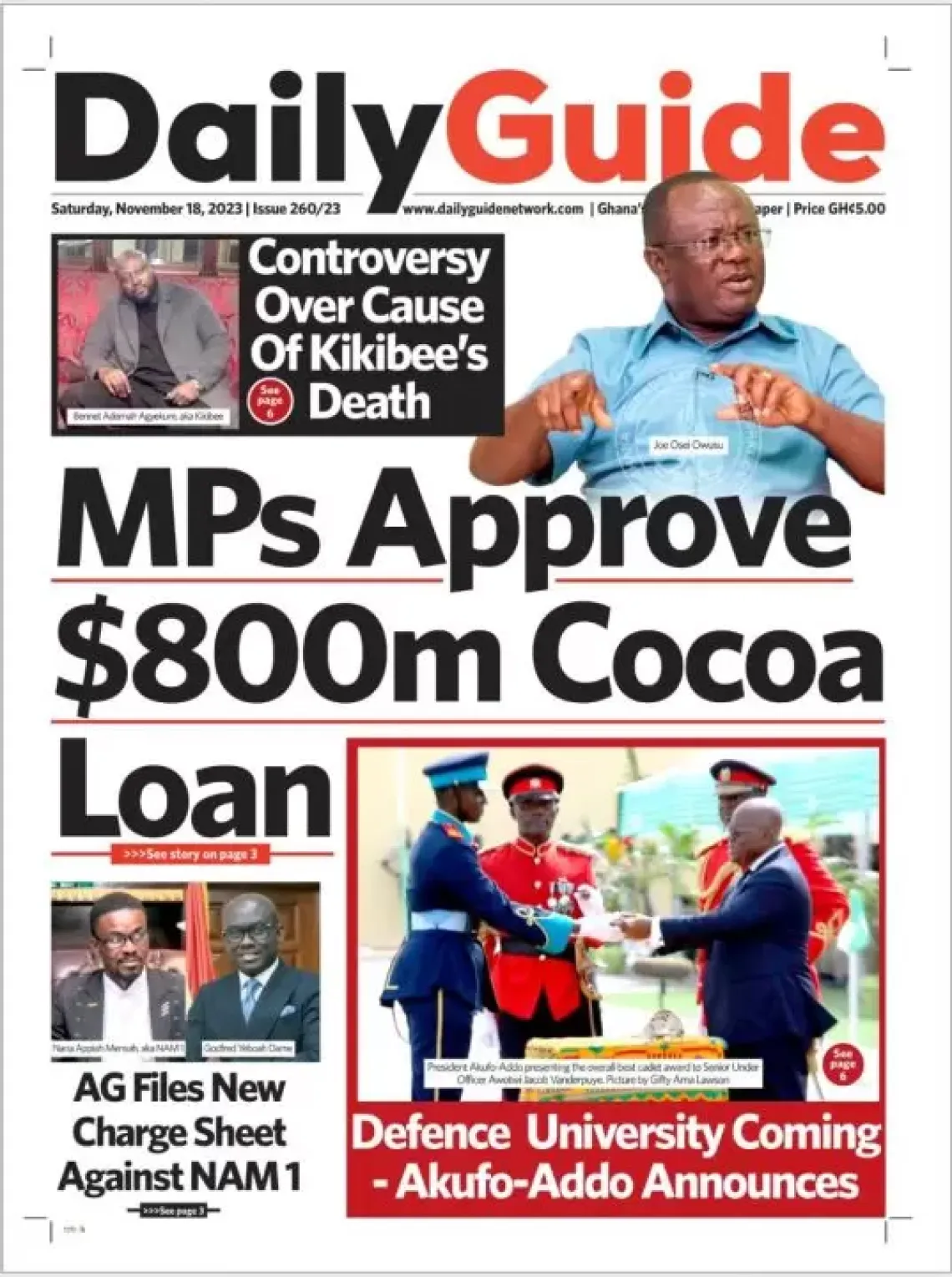 Newspaper headlines: Saturday 18th November 2023
