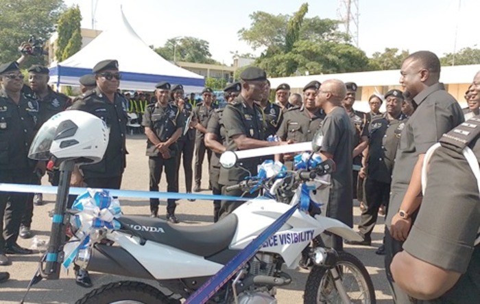 ECG presents 200 motorbikes to Police - Adomonline.com