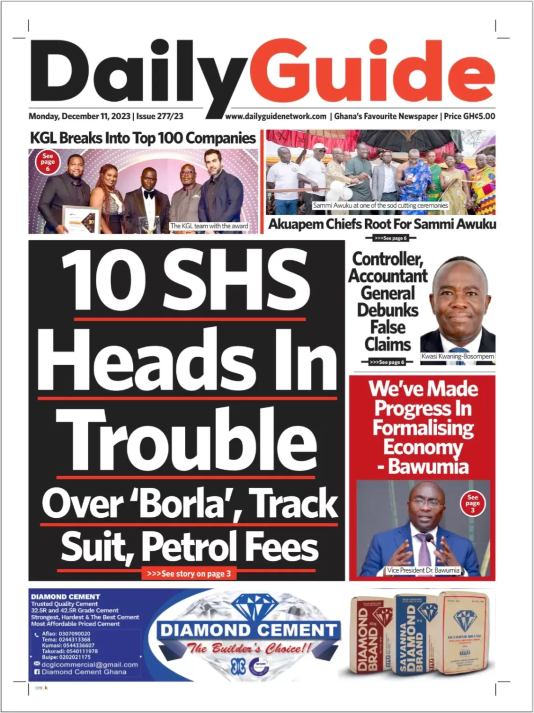 Newspaper headlines: Monday 11th December 2023 - Adomonline.com