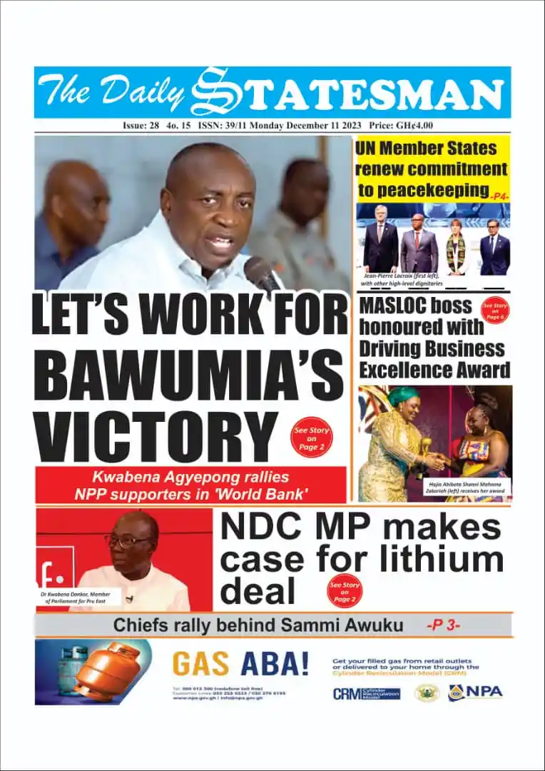 Newspaper headlines: Monday 11th December 2023 - Adomonline.com