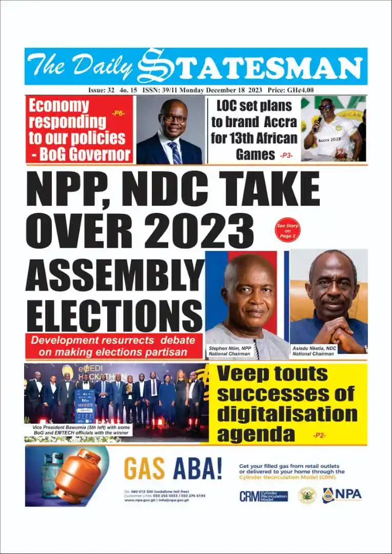 Newspaper headlines: Monday 18th December 2023 - Adomonline.com