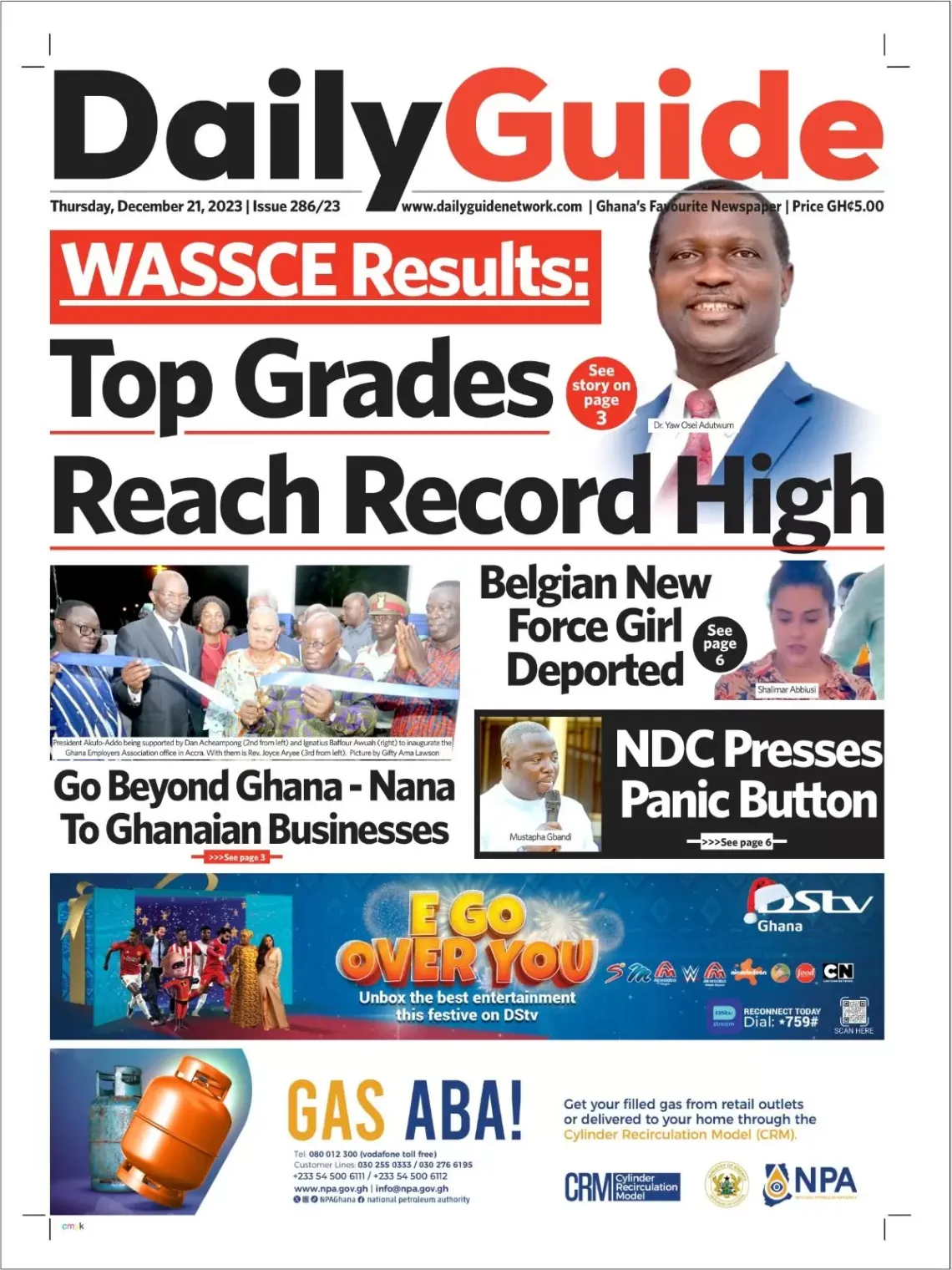 Newspaper headlines: Thursday 21st December 2023 - Adomonline.com