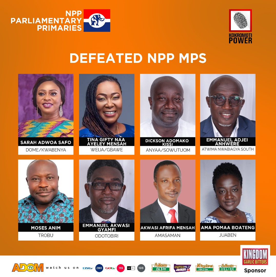 NPP primaries: Full list of incumbent MPs who lost - Adomonline.com