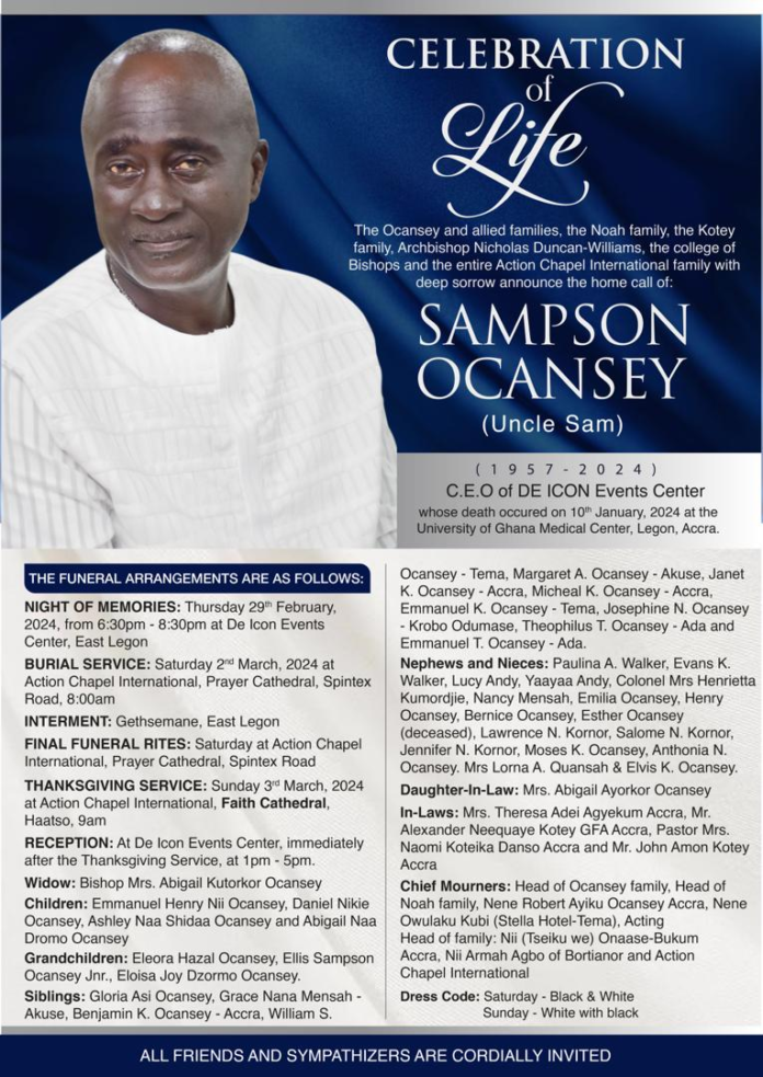 Celebration of life: Sampson Ocansey a.k.a. Uncle Sam, CEO of DE Icon ...